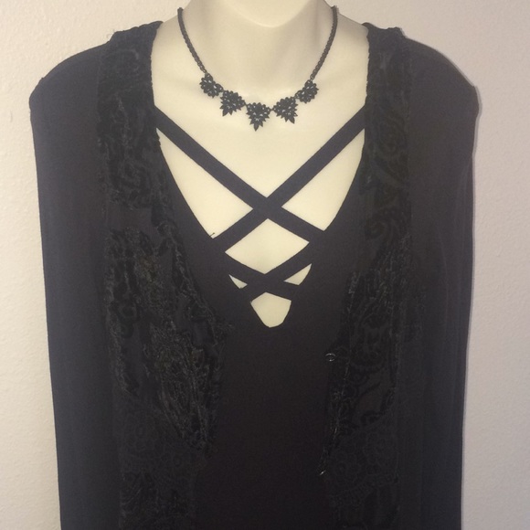 coco + jameson | Jackets & Coats | Coco Jameson Black Long Sheer Vest ...